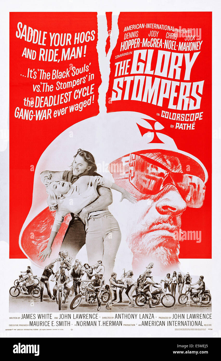 THE GLORY STOMPERS, US poster, Dennis Hopper (helmet), 1967 Stock Photo ...
