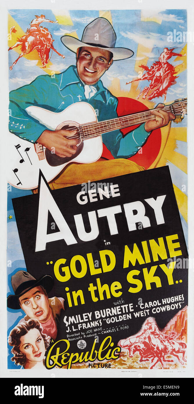 GOLD MINE IN THE SKY, US poster art, from top: Gene Autry, Smiley ...
