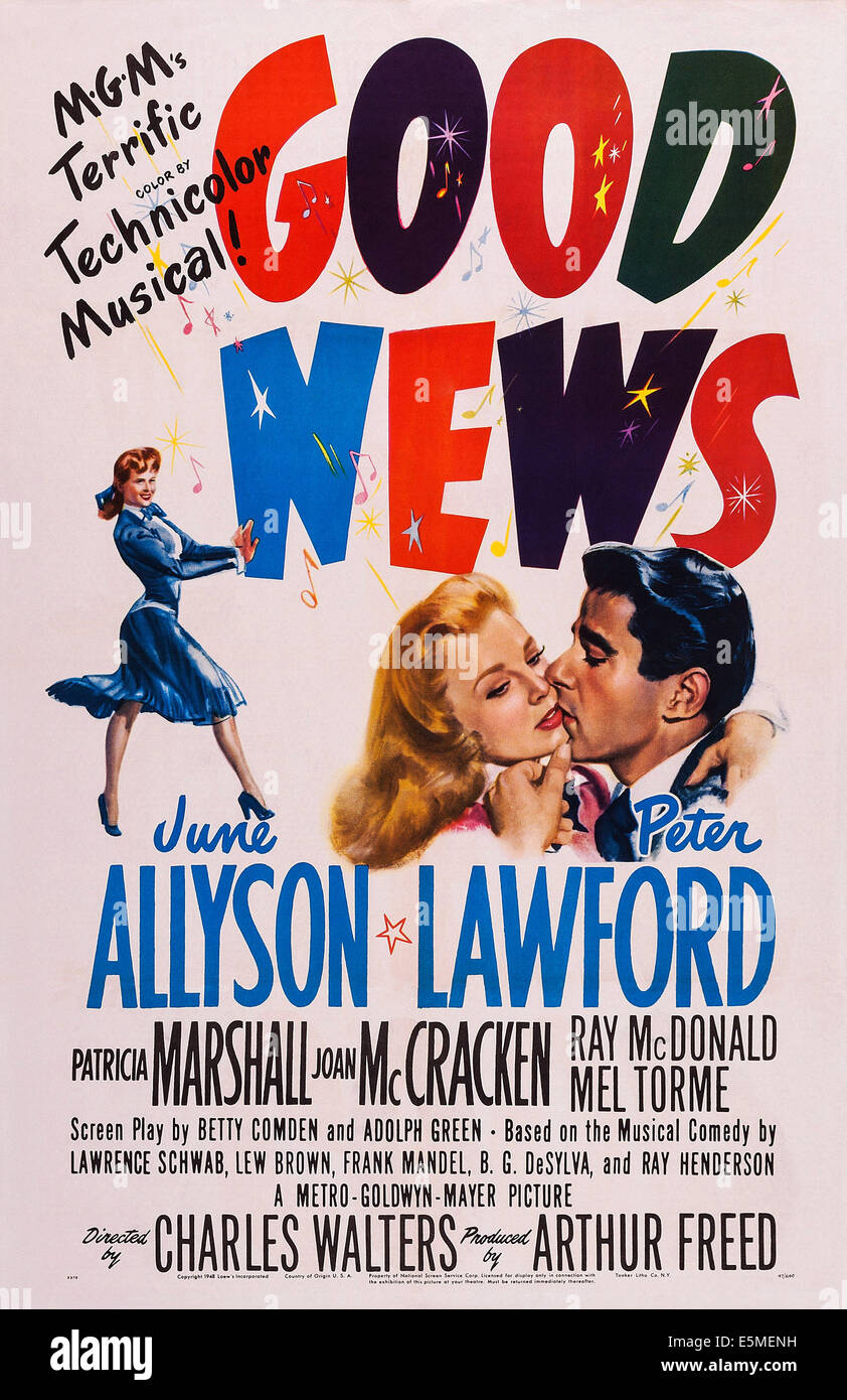 GOOD NEWS, US poster, kissing from left: June Allyson, Peter Lawford ...