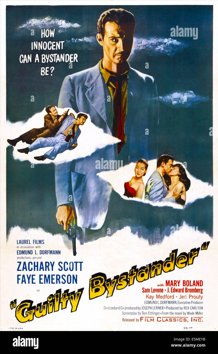 GUILTY BYSTANDER, US poster, Zachary Scott (center), 1950 Stock Photo - Alamy