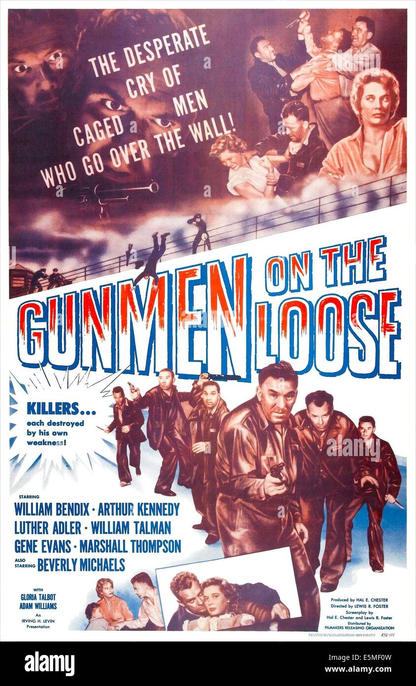 GUNMEN ON THE LOOSE, US poster, William Bendix (bottom center), 1955 ...