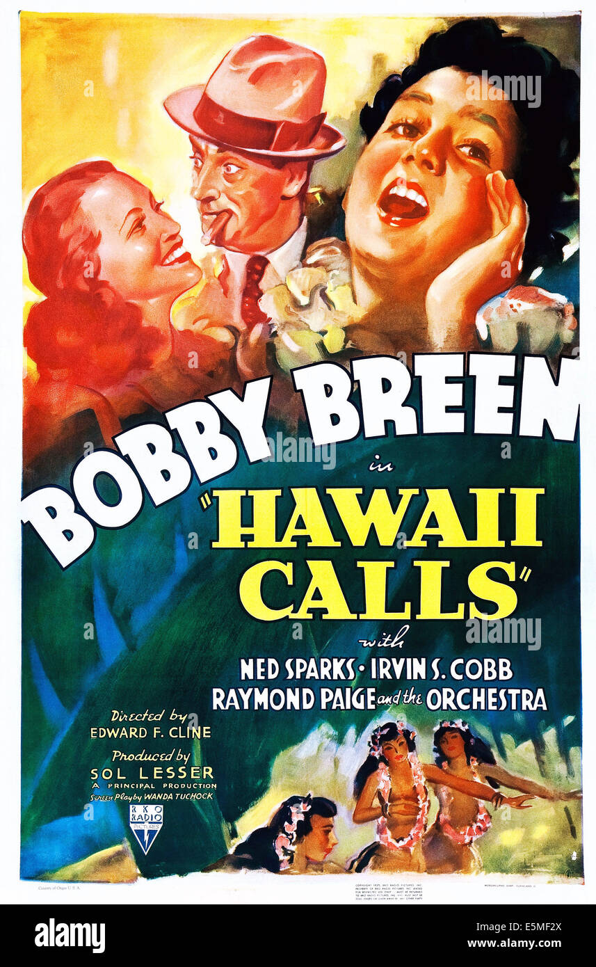 HAWAII CALLS, top center: Ned Sparks, top right: Bobby Breen on poster ...