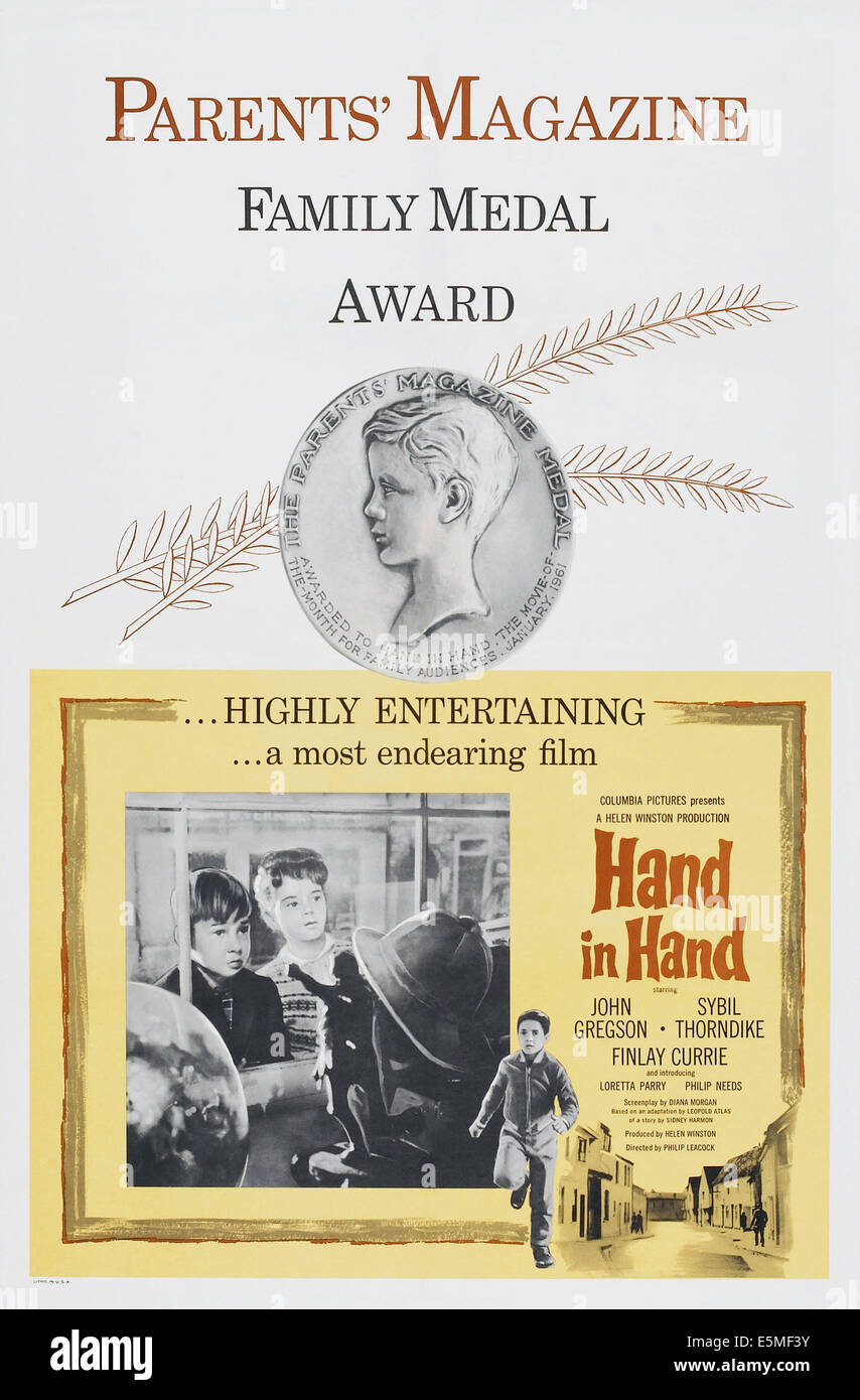 HAND IN HAND, US poster art, from left: Philip Needs, Loretta Parry ...