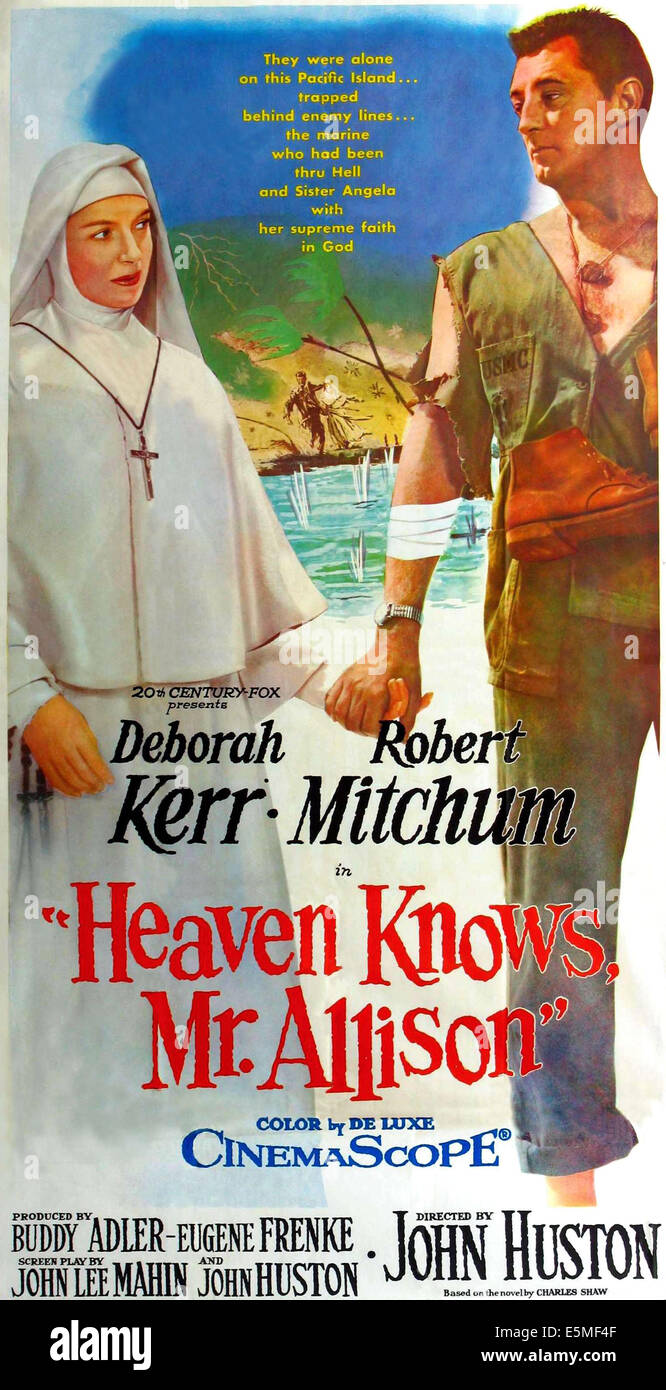HEAVEN KNOWS, MR. ALLISON, from left: Deborah Kerr, Robert Mitchum on 3 ...