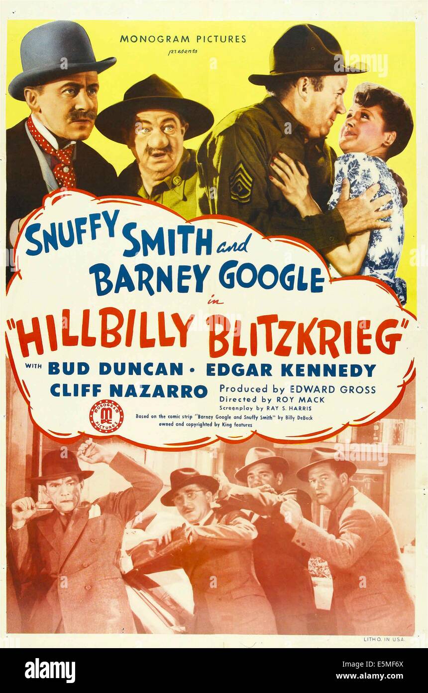 HILLBILLY BLITZKRIEG, US poster, top from left: Cliff Nazarro, Bud ...