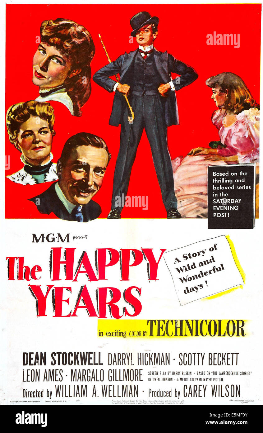 THE HAPPY YEARS, US poster, Dean Stockwell (hands on hips), 1950 Stock ...