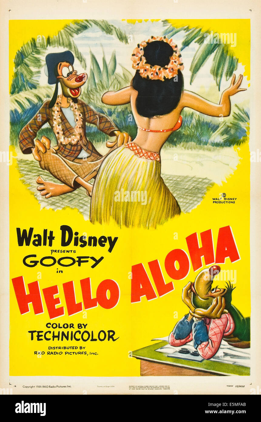 HELLO ALOHA, top and bottom: Goofy on poster art, 1952 Stock Photo - Alamy