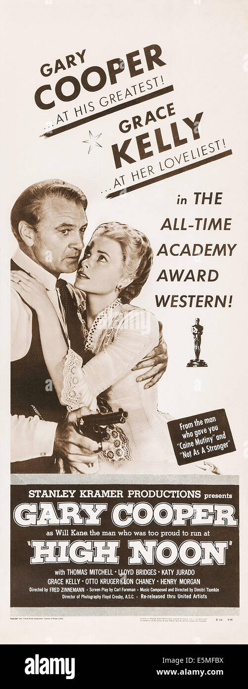 HIGH NOON, US poster art, from left: Gary Cooper, Grace Kelly, 1952 ...