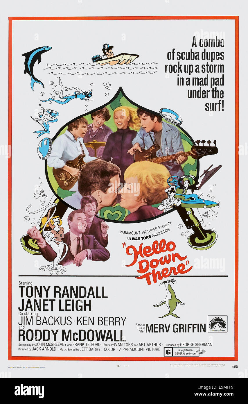 HELLO DOWN THERE, US poster, nose to nose from left: Tony Randall ...