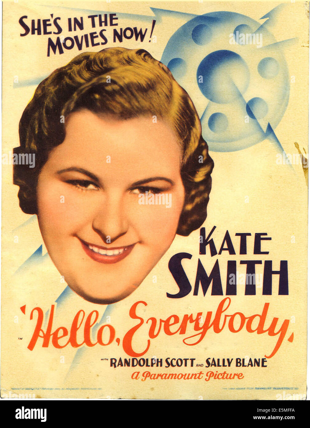 HELLO, EVERYBODY!, Kate Smith on midget window card, 1933 Stock Photo ...