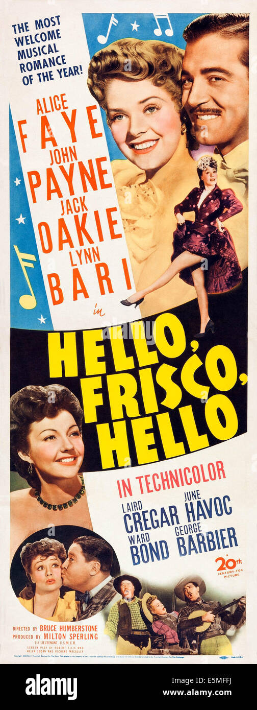 HELLO, FRISCO, HELLO, US poster, top right: Alice Faye, John Payne ...