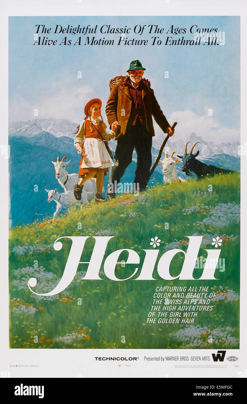 HEIDI, US poster, from left: Eva Maria Singhammer, Gustav Knuth, 1965 ...