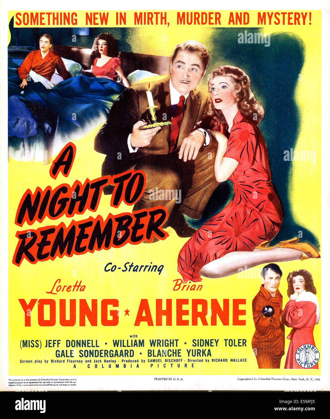 A NIGHT TO REMEMBER, US poster, Brian Aherne, Loretta Young, 1943 Stock ...
