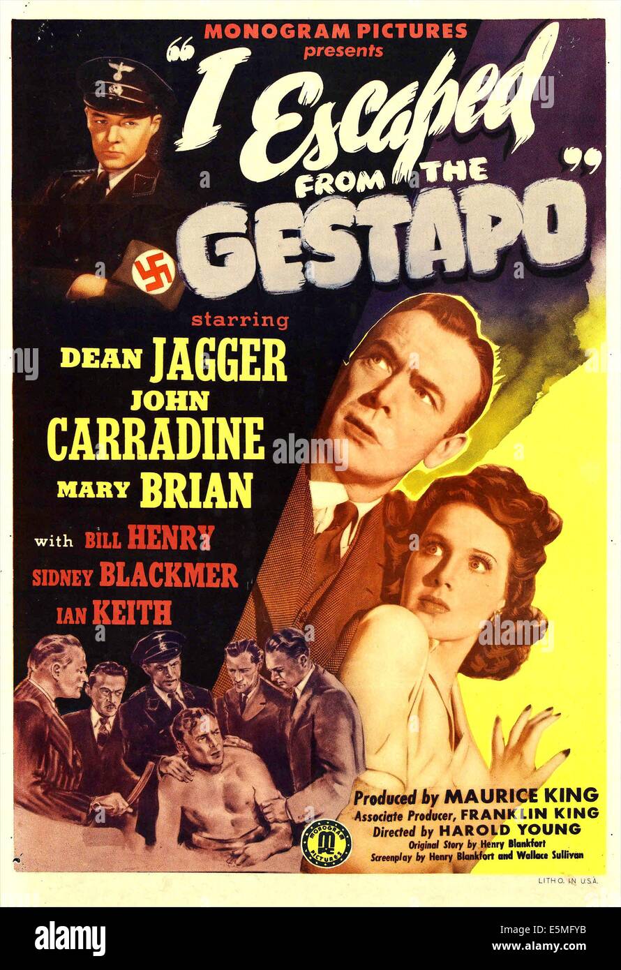 I ESCAPED FROM THE GESTAPO, (aka NO ESCAPE), US poster, from top: John ...