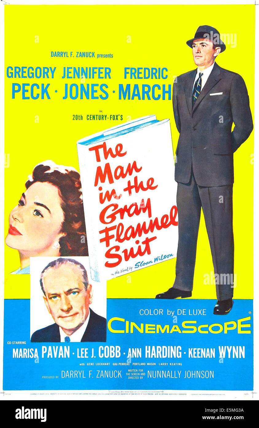 THE MAN IN THE GRAY FLANNEL SUIT, US poster art, from left: Jennifer ...