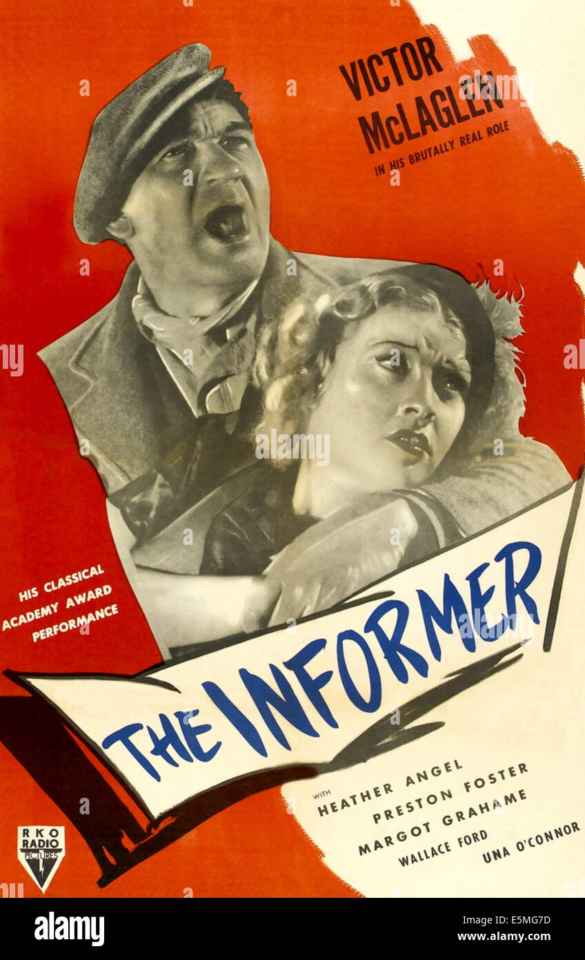 THE INFORMER, Victor McLaglen, Margot Grahame on poster art, 1935 Stock ...