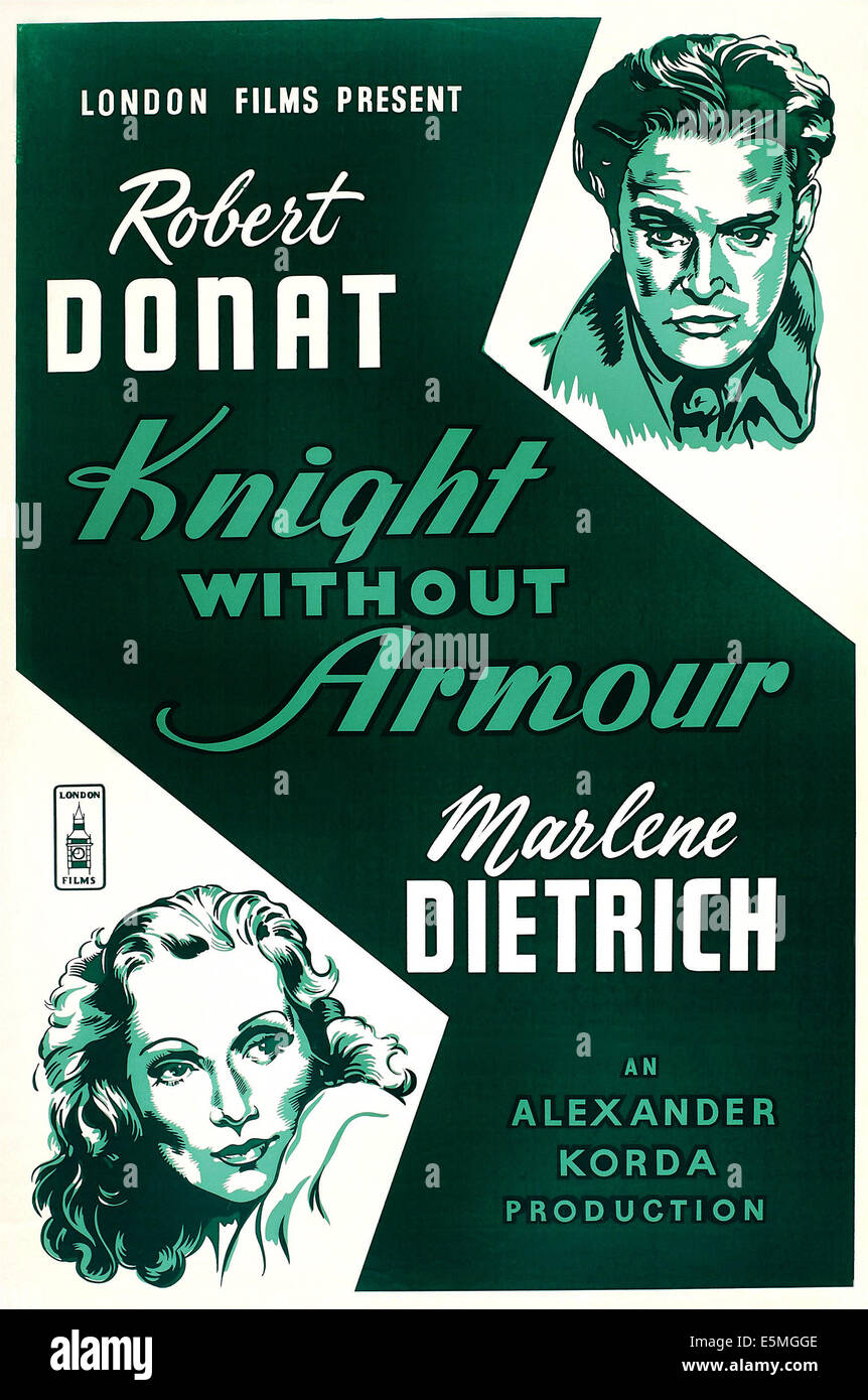 KNIGHT WITHOUT ARMOUR, (aka KNIGHT WITHOUT ARMOR), British poster art ...