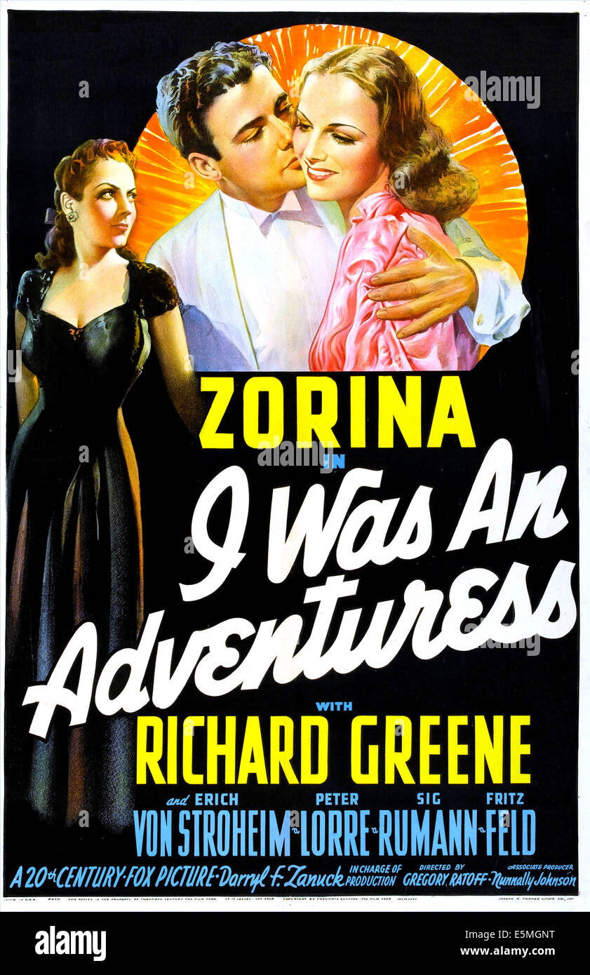 I WAS AN ADVENTURESS, US poster, from left: Vera Zorina, Richard Greene ...