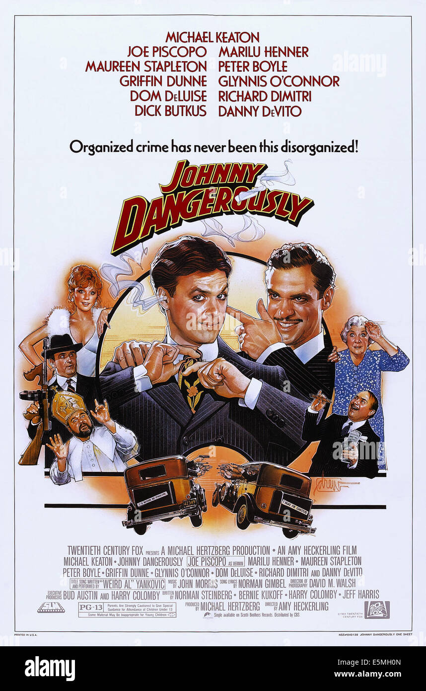 JOHNNY DANGEROUSLY, US poster art, from left: Dom DeLuise, Peter Boyle ...