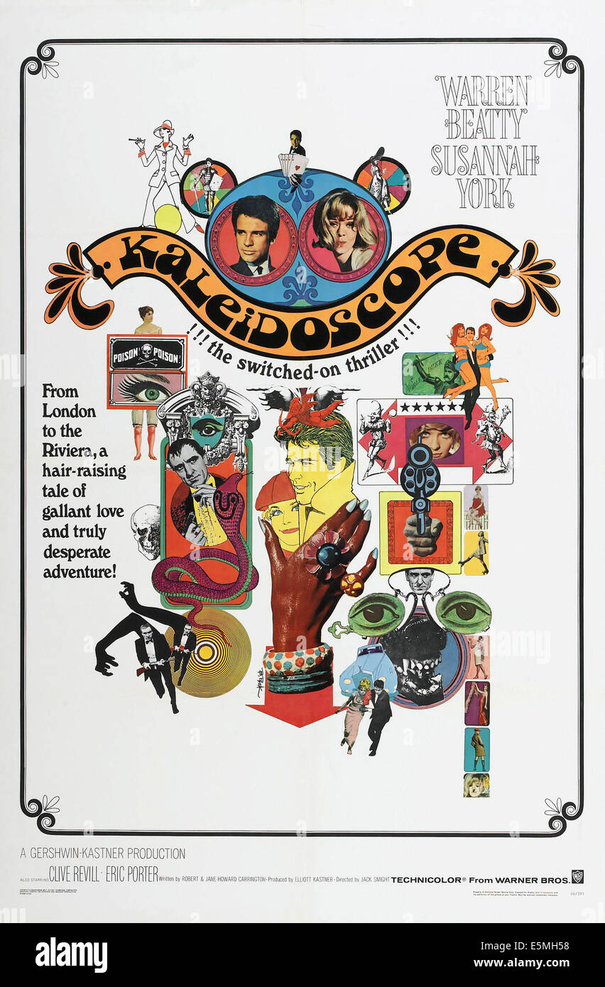 KALEIDOSCOPE, US poster, top from left: Warren Beatty, Susannah York ...