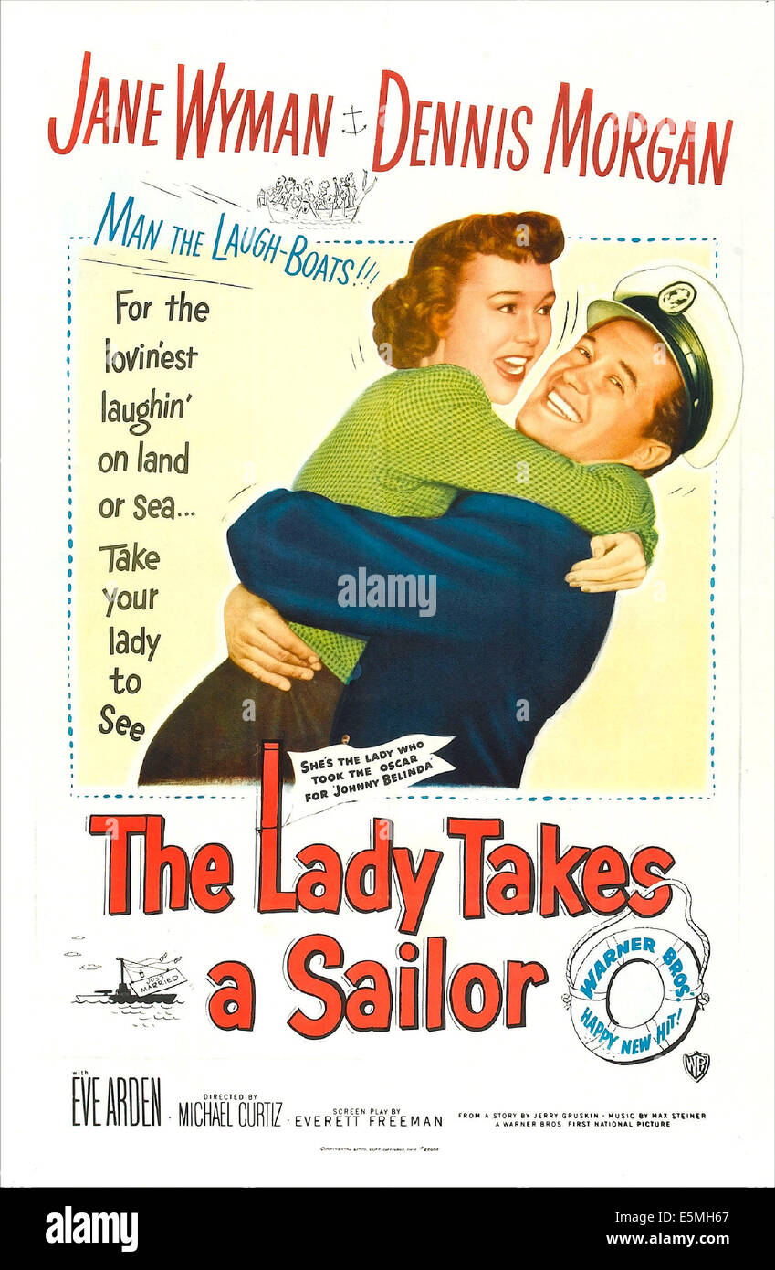 THE LADY TAKES A SAILOR, US poster, from left: Jane Wyman, Dennis ...
