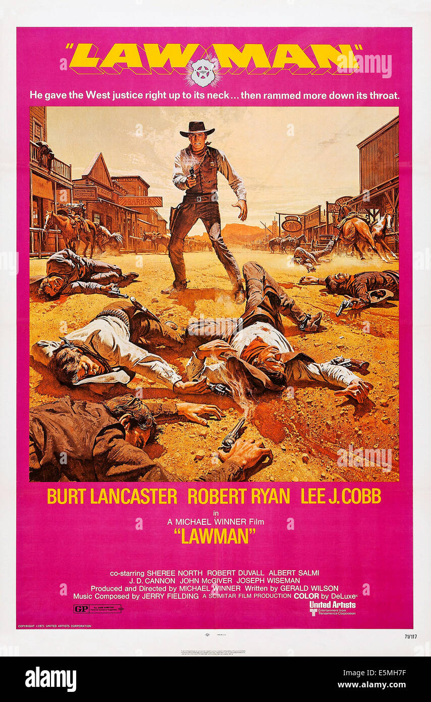 LAWMAN, US poster, Burt Lancaster, bottom from left: Burt Lancaster ...