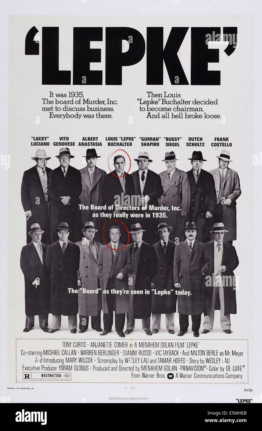 LEPKE, US poster art, left: Vic Tayback; third from left: Gianni Russo ...
