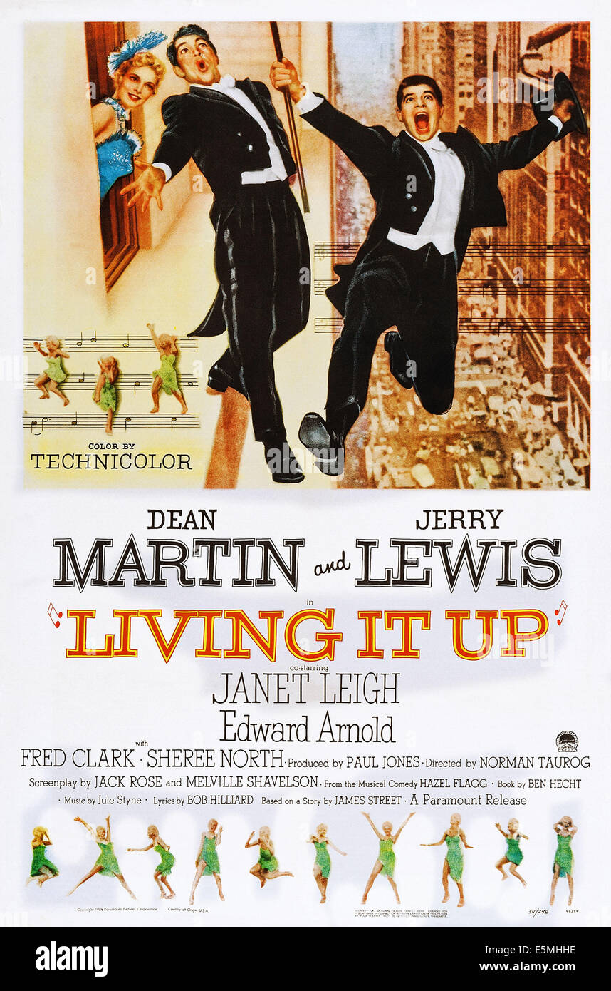 LIVING IT UP, US poster art, from left: Dean Martin, Jerry Lewis, 1954 Stock Photo - Alamy
