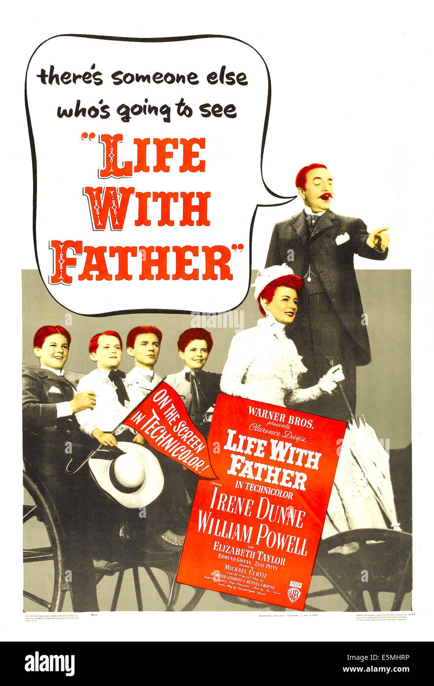 LIFE WITH FATHER, US poster, far right: Irene Dunne (sitting), William ...