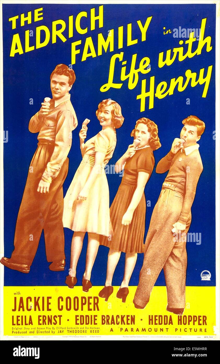 LIFE WITH HENRY, US poster, from left: Jackie Cooper, Leila Ernst, Kay ...