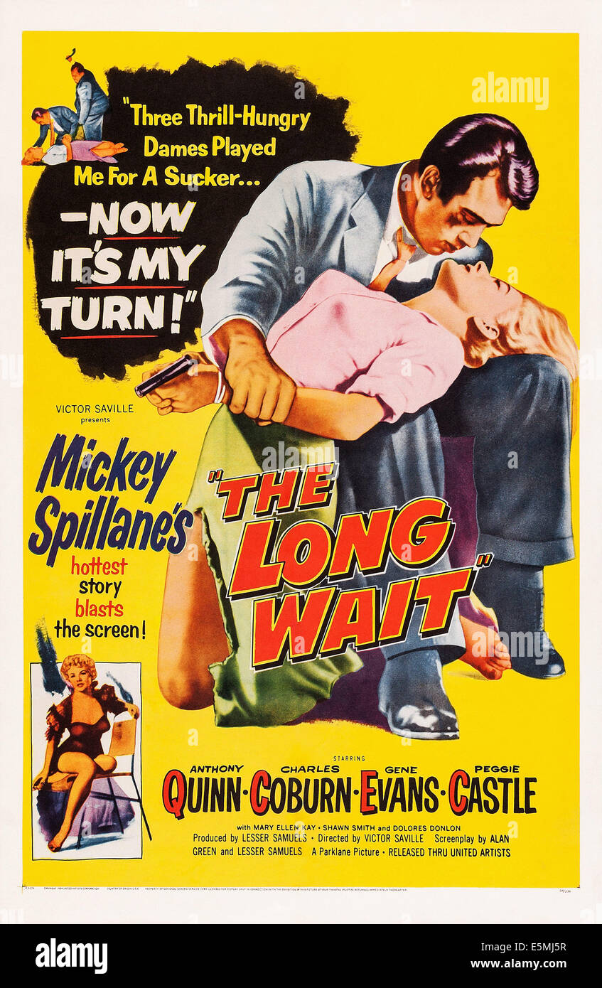 THE LONG WAIT, US poster art, from left: Anthony Quinn, Peggie Castle ...