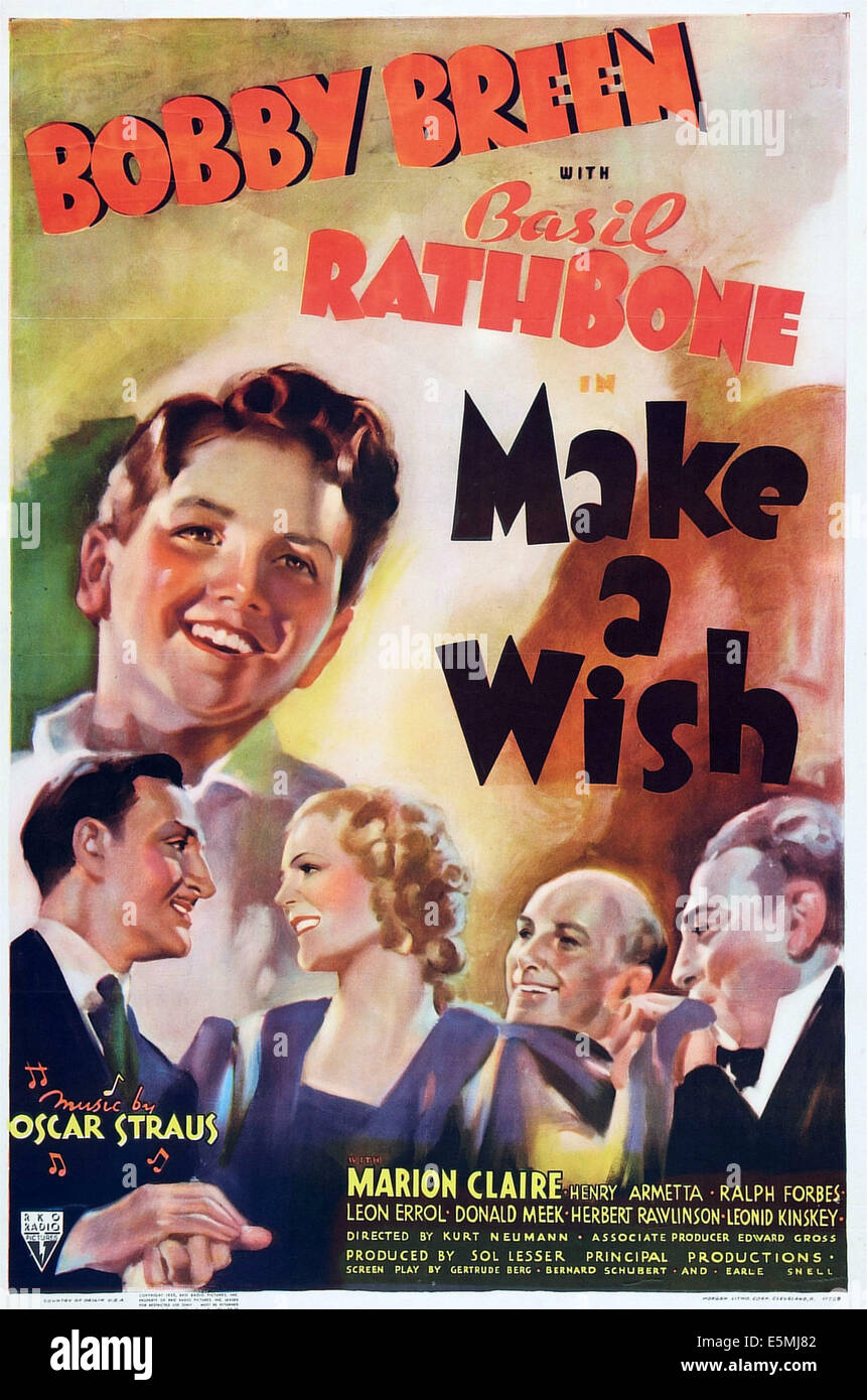 MAKE A WISH, US poster art, top: Bobby Breen; bottom from left: Basil ...