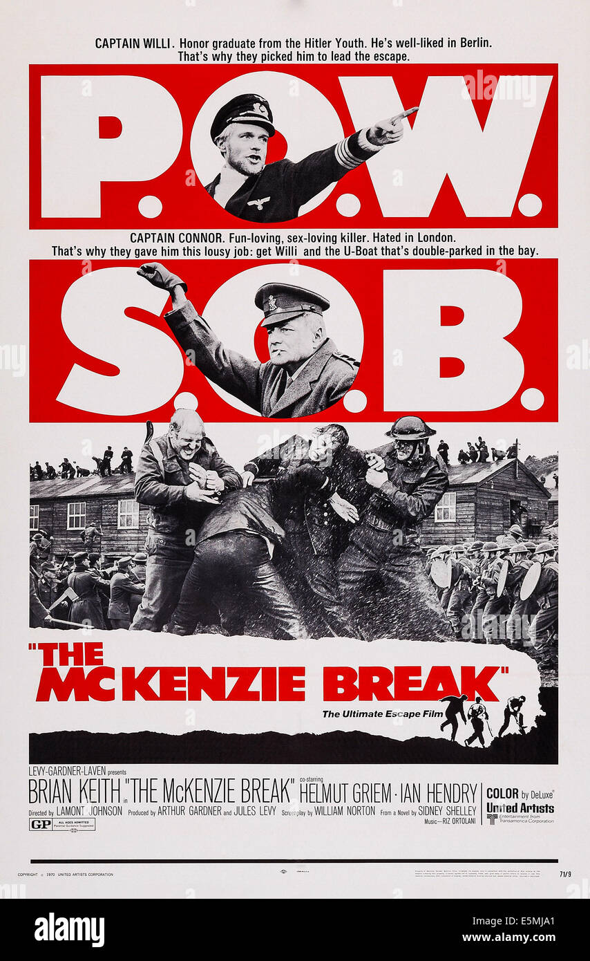 THE MCKENZIE BREAK, US poster, Helmut Griem (top), Brian Keith (center ...
