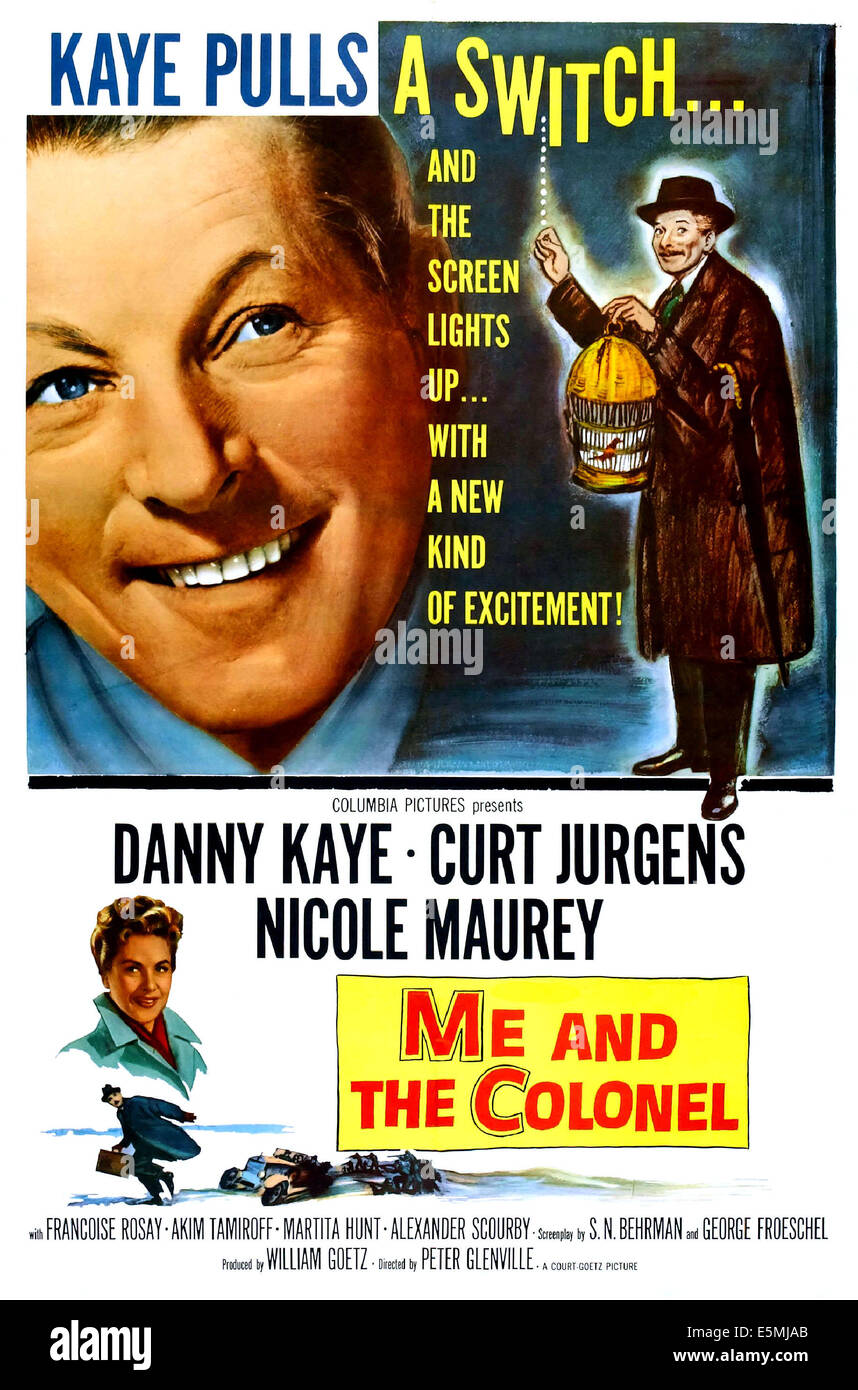 ME AND THE COLONEL, US poster art, left: Danny Kaye, 1958 Stock Photo ...