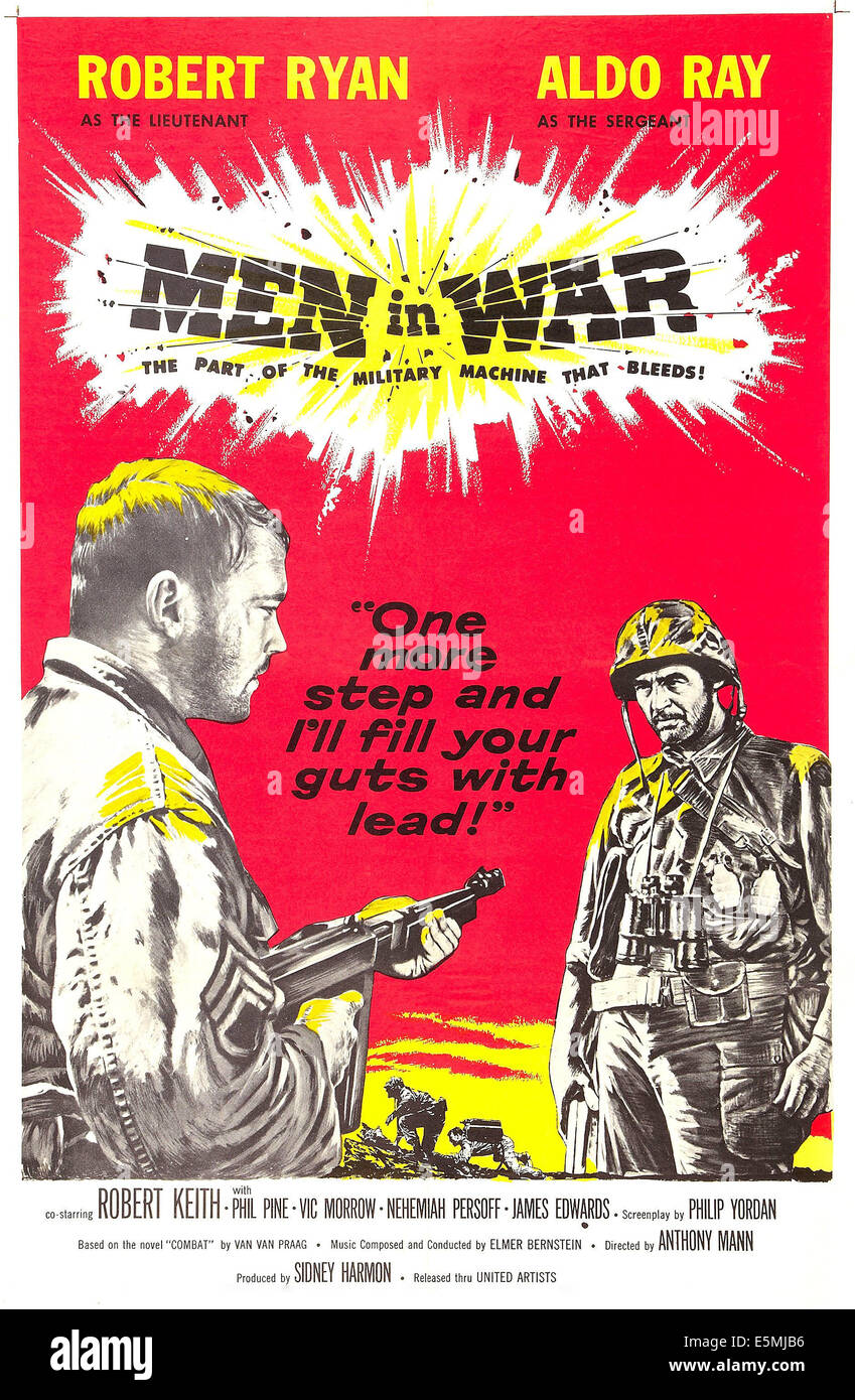 MEN IN WAR, US poster art, from left: Aldo Ray, far right: Robert Ryan ...