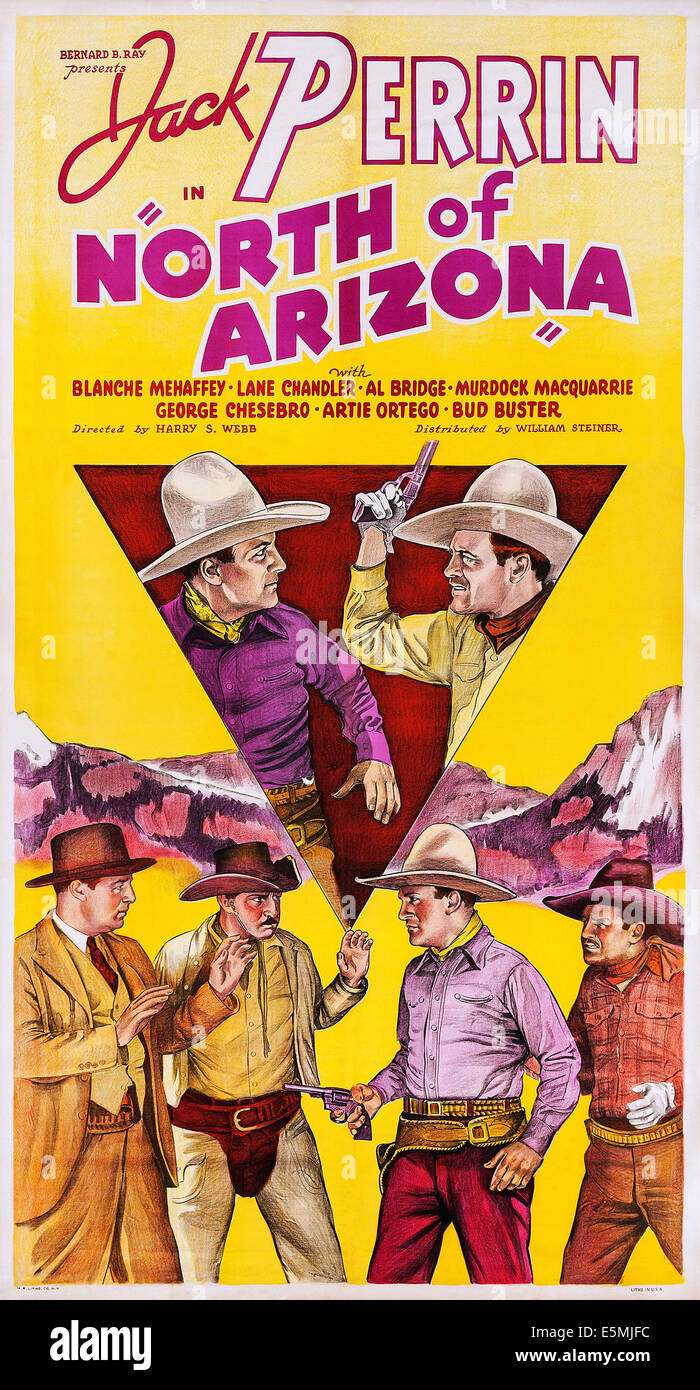 NORTH OF ARIZONA, US poster, Jack Perrin (top left and bottom with gun ...