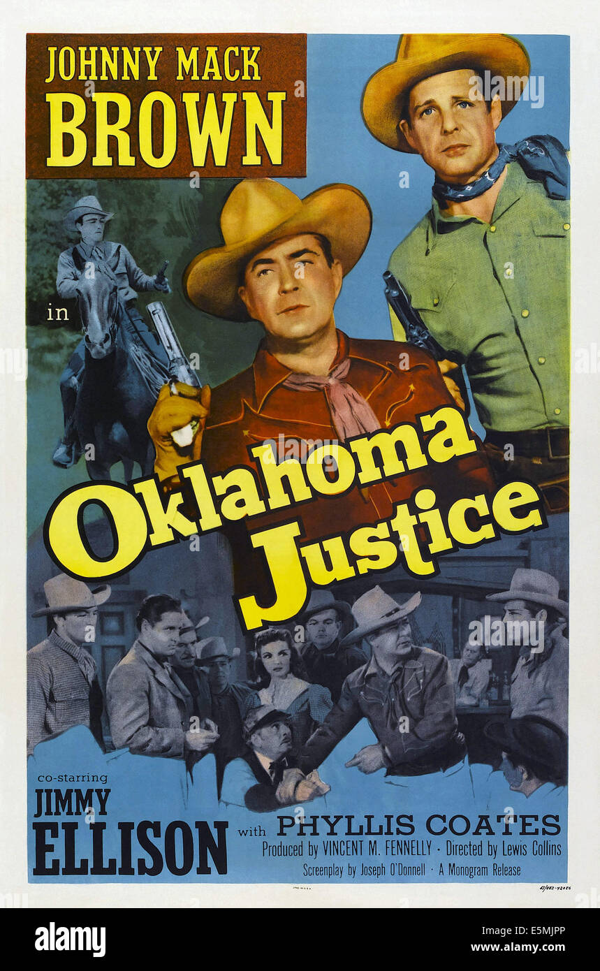 OKLAHOMA JUSTICE, center: Johnny Mack Brown, right: Jimmy Ellison on ...