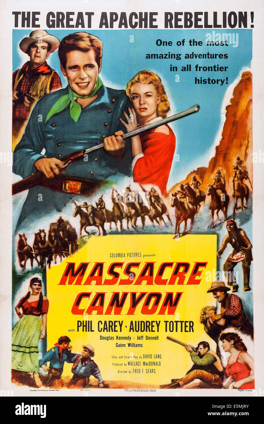 MASSACRE CANYON, US poster, Douglas Kennedy, Philip Carey, Audrey ...