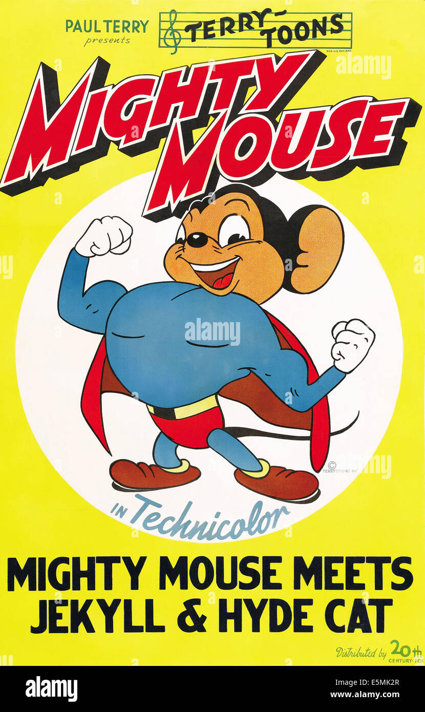 MIGHTY MOUSE MEETS JEKYLL AND HYDE CAT, Mighty Mouse, 1944, TM ...