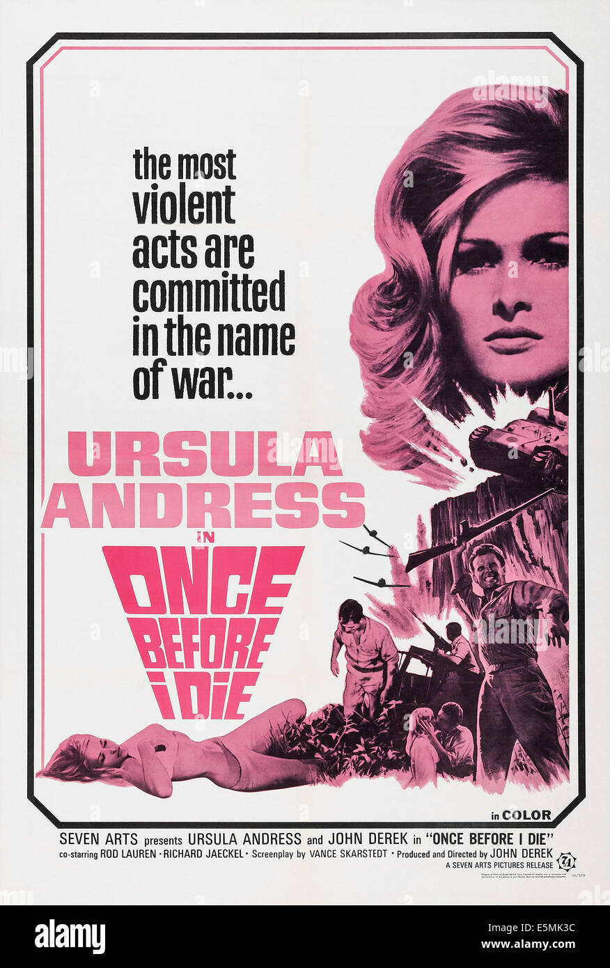 ONCE BEFORE I DIE, US poster, Ursula Andress (top), 1966 Stock Photo ...