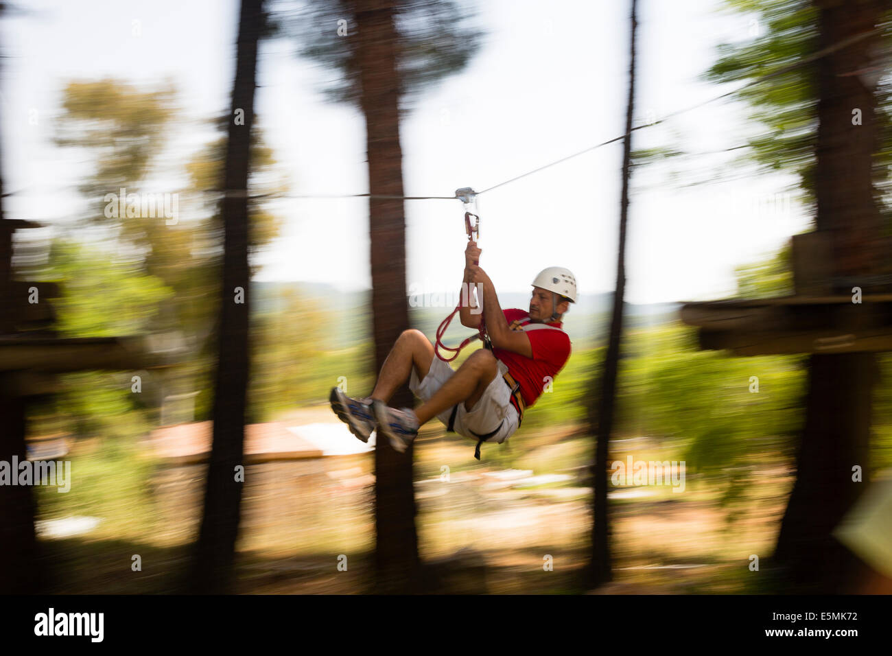 KAS, TURKEY Exodus guide Hakan Yankaya on zip line Stock Photo - Alamy
