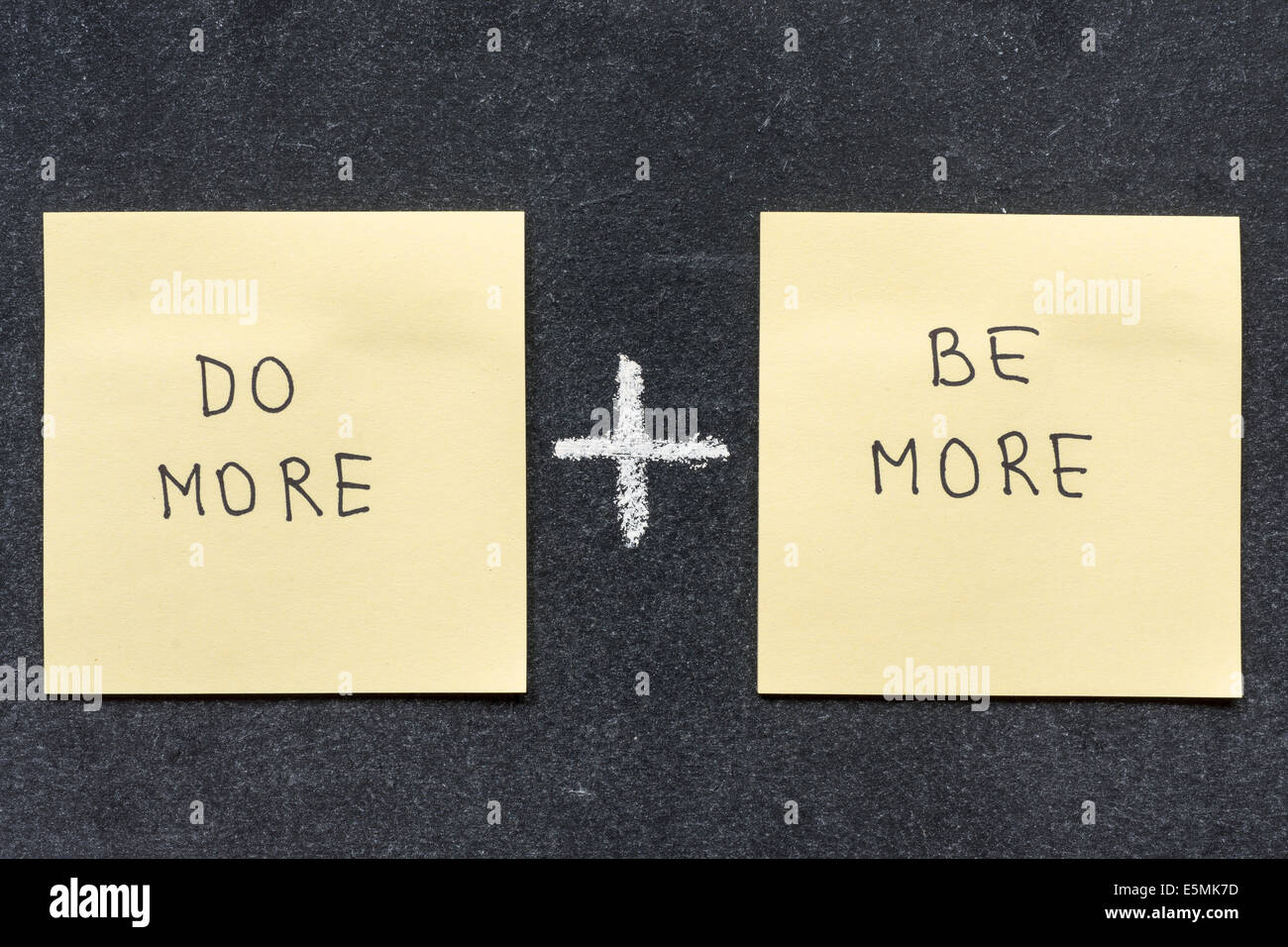 do more plus be more phrases handwritten on sticker notes Stock Photo ...