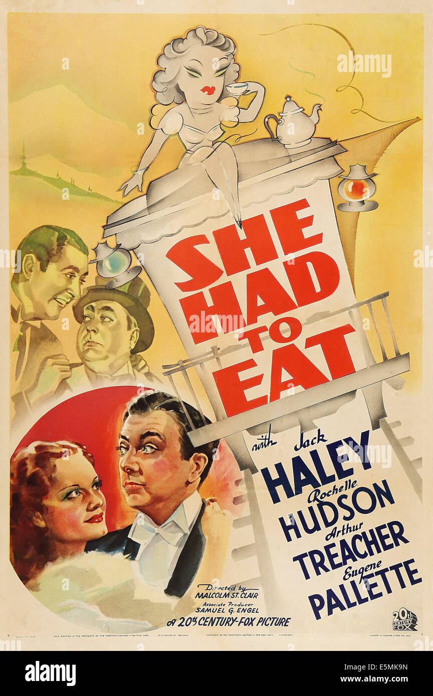 SHE HAD TO EAT, US poster art, clockwise from top left: Arthur Treacher ...