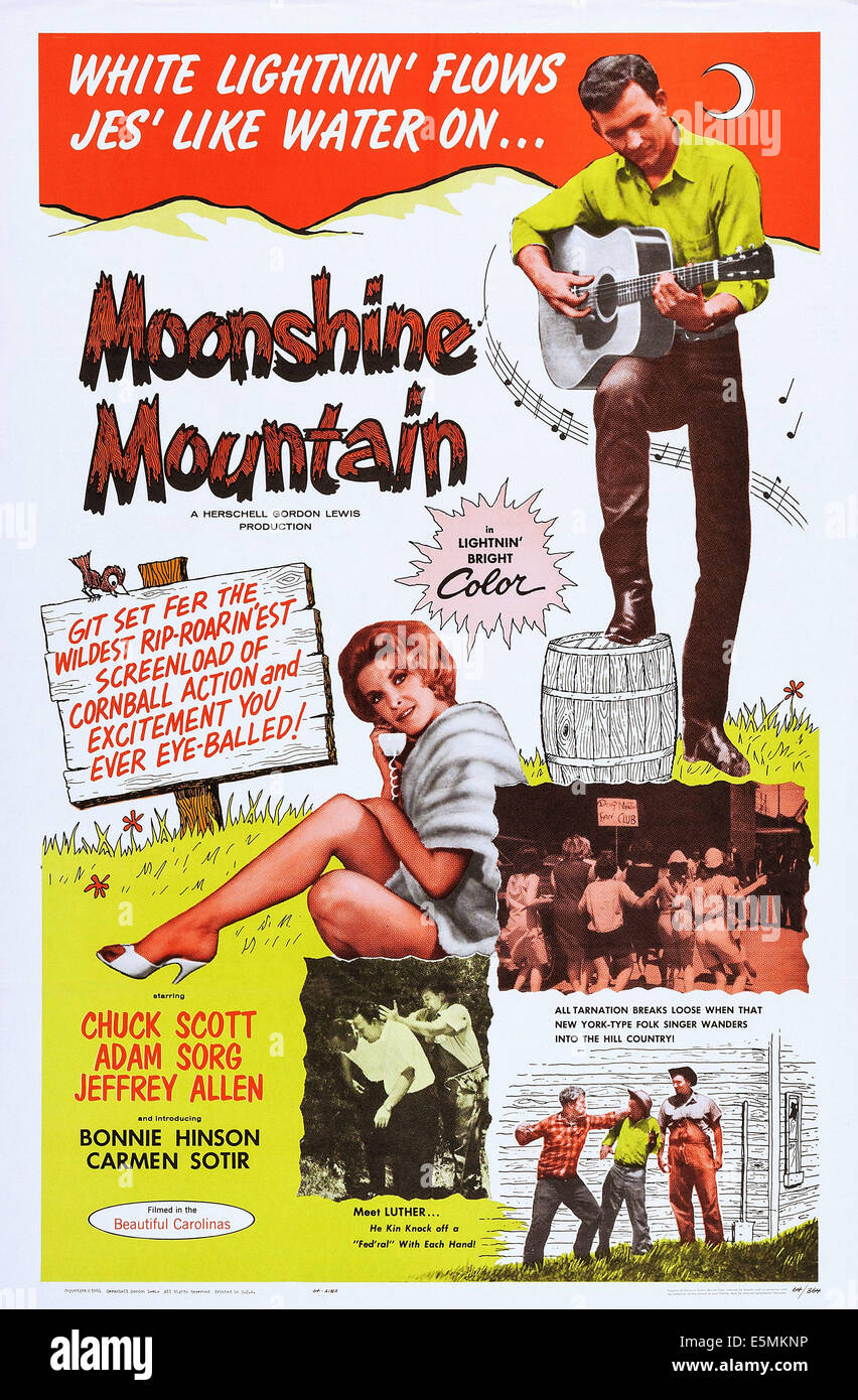 MOONSHINE MOUNTAIN, top: Chuck Scott (aka Charles Glore) on poster art ...