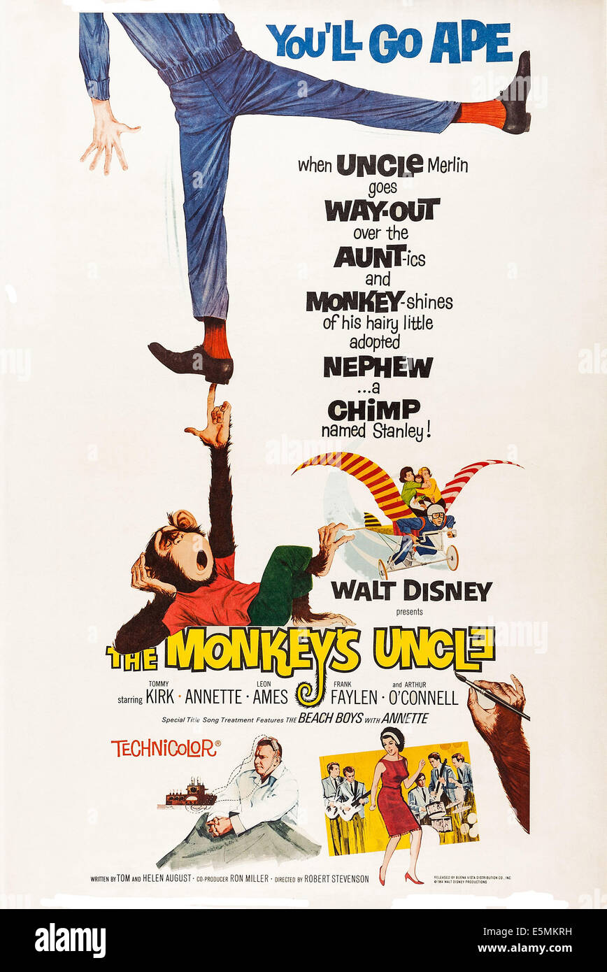 THE MONKEY'S UNCLE, US poster, Annette Funicello (bottom right), 1965 Stock Photo - Alamy