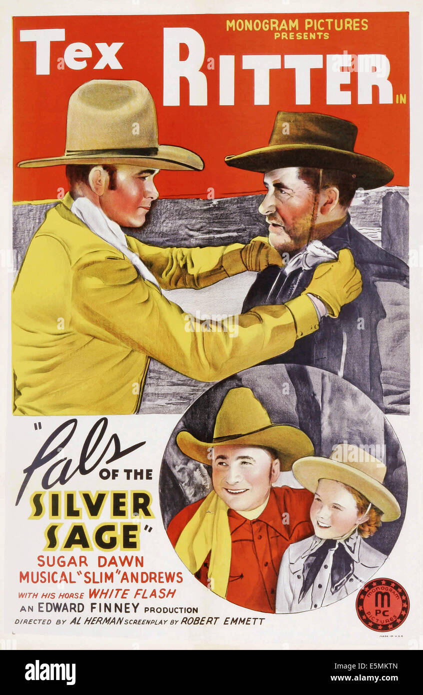 PALS OF THE SILVER SAGE, US poster, bottom from left: Tex Ritter, Sugar ...