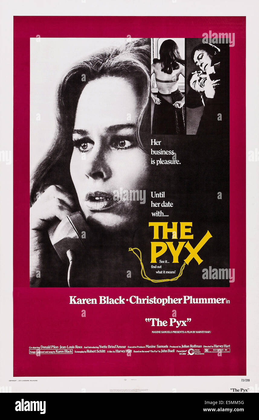 THE PYX, US poster art, Karen Black, (left), Christopher Plummer ...