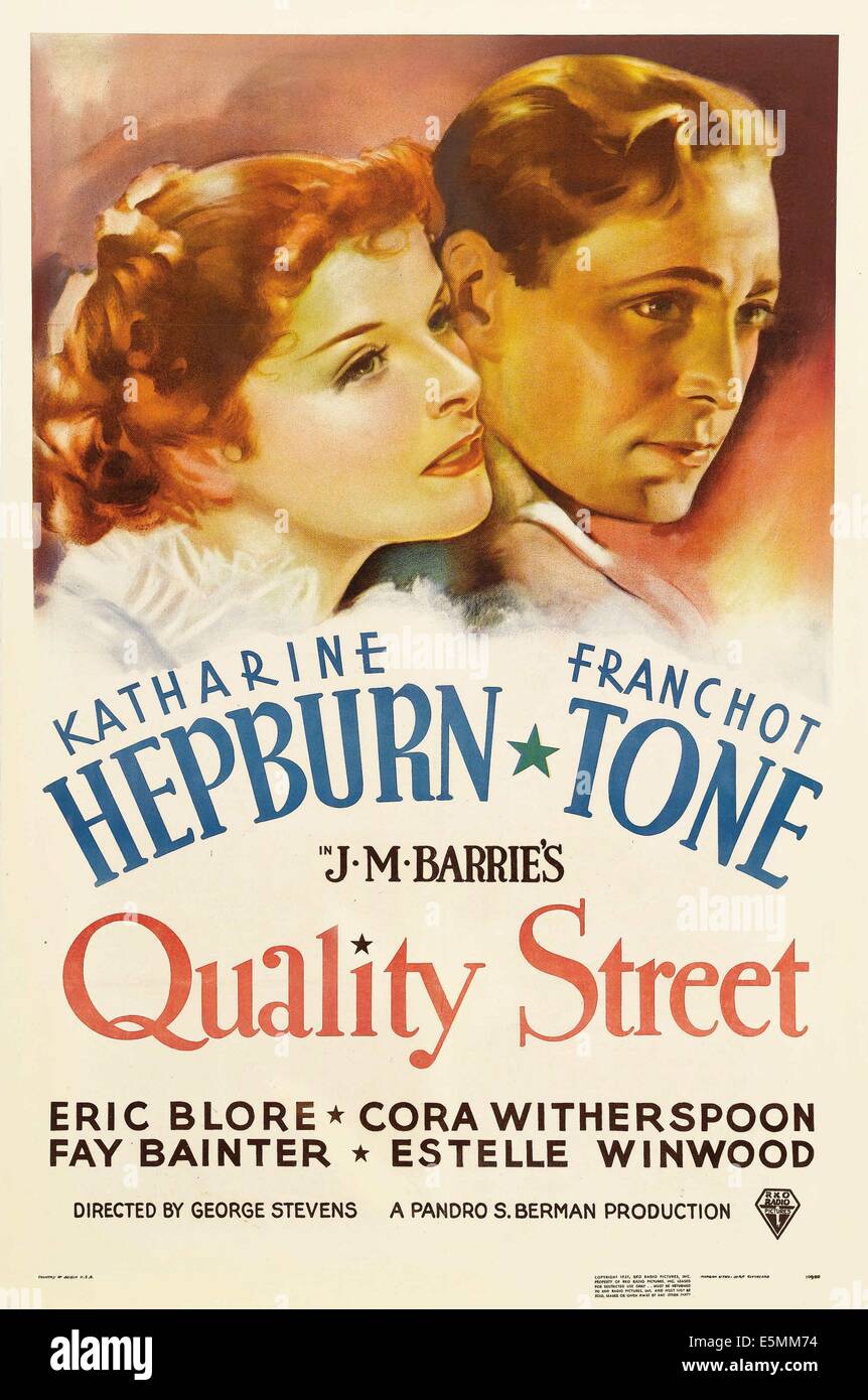 QUALITY STREET, from left: Katharine Hepburn, Franchot Tone, 1937 Stock ...
