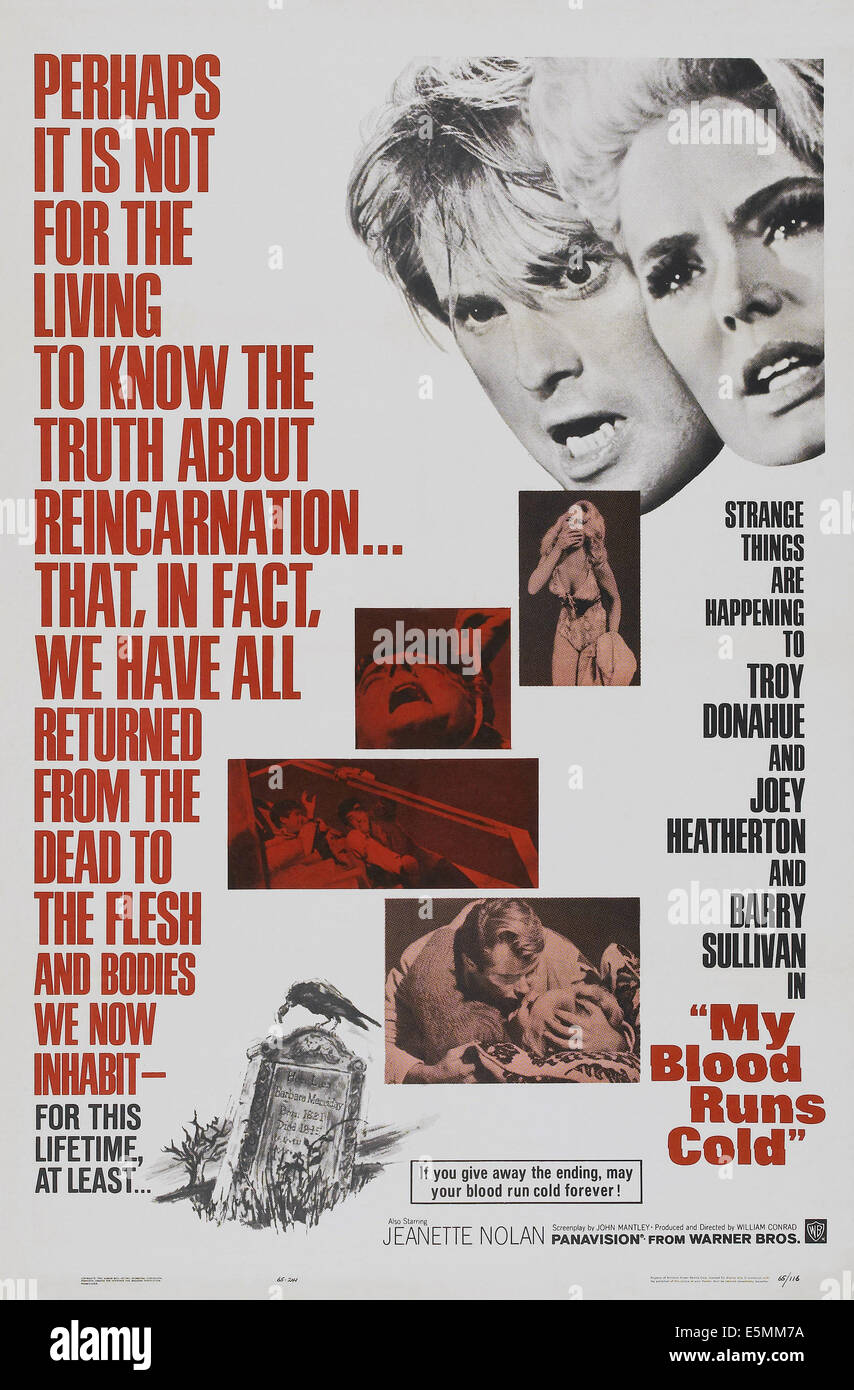 MY BLOOD RUNS COLD, US lobbycard, from left: Troy Donahue, Joey ...