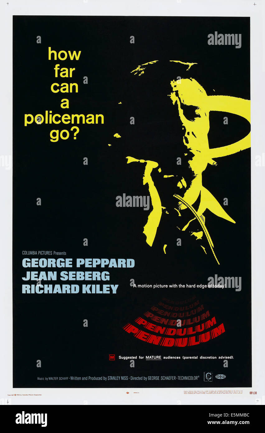 PENDULUM, US poster, George Peppard, 1969 Stock Photo - Alamy